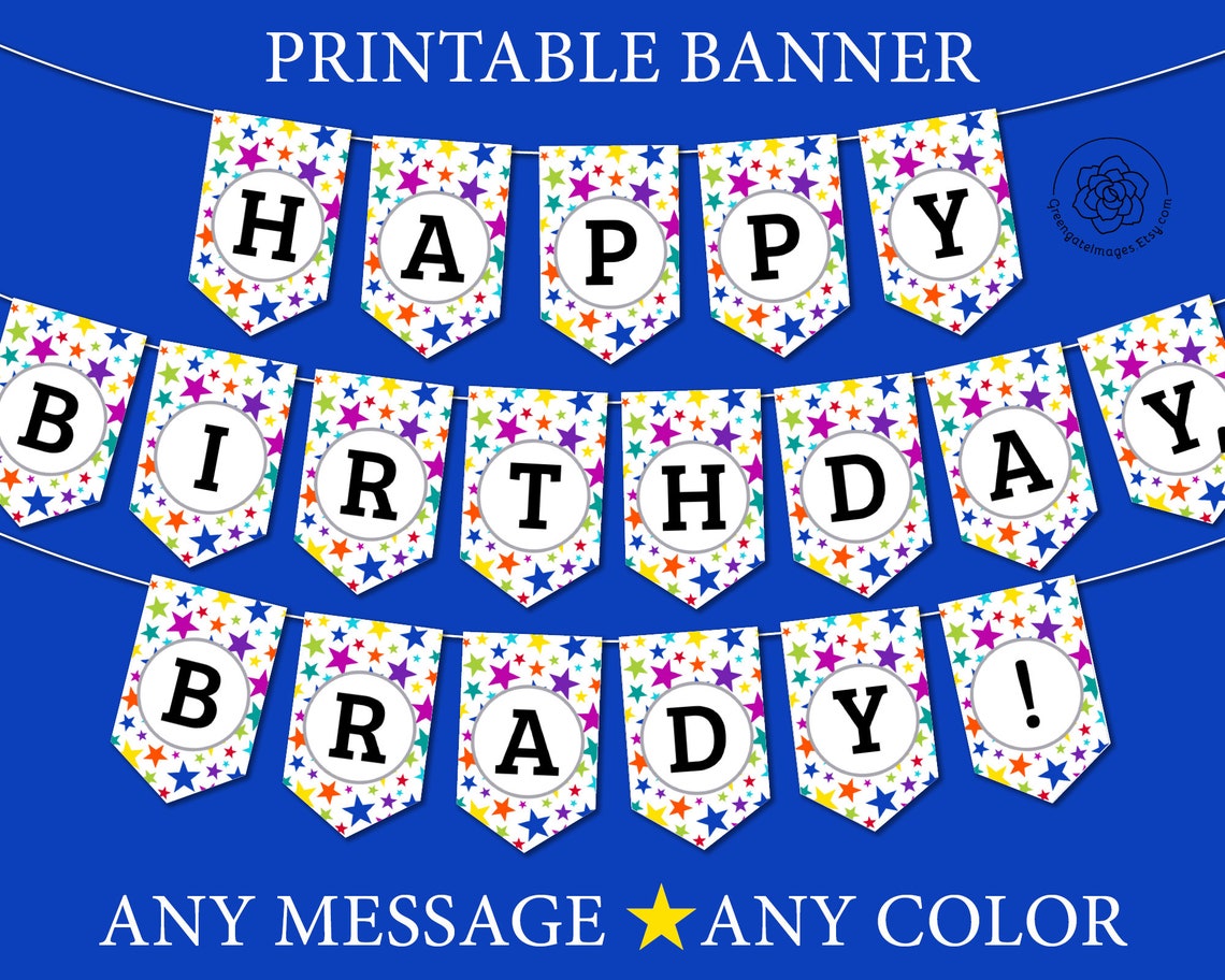 Birthday Banner Printable Bunting Custom Message Letter | Etsy