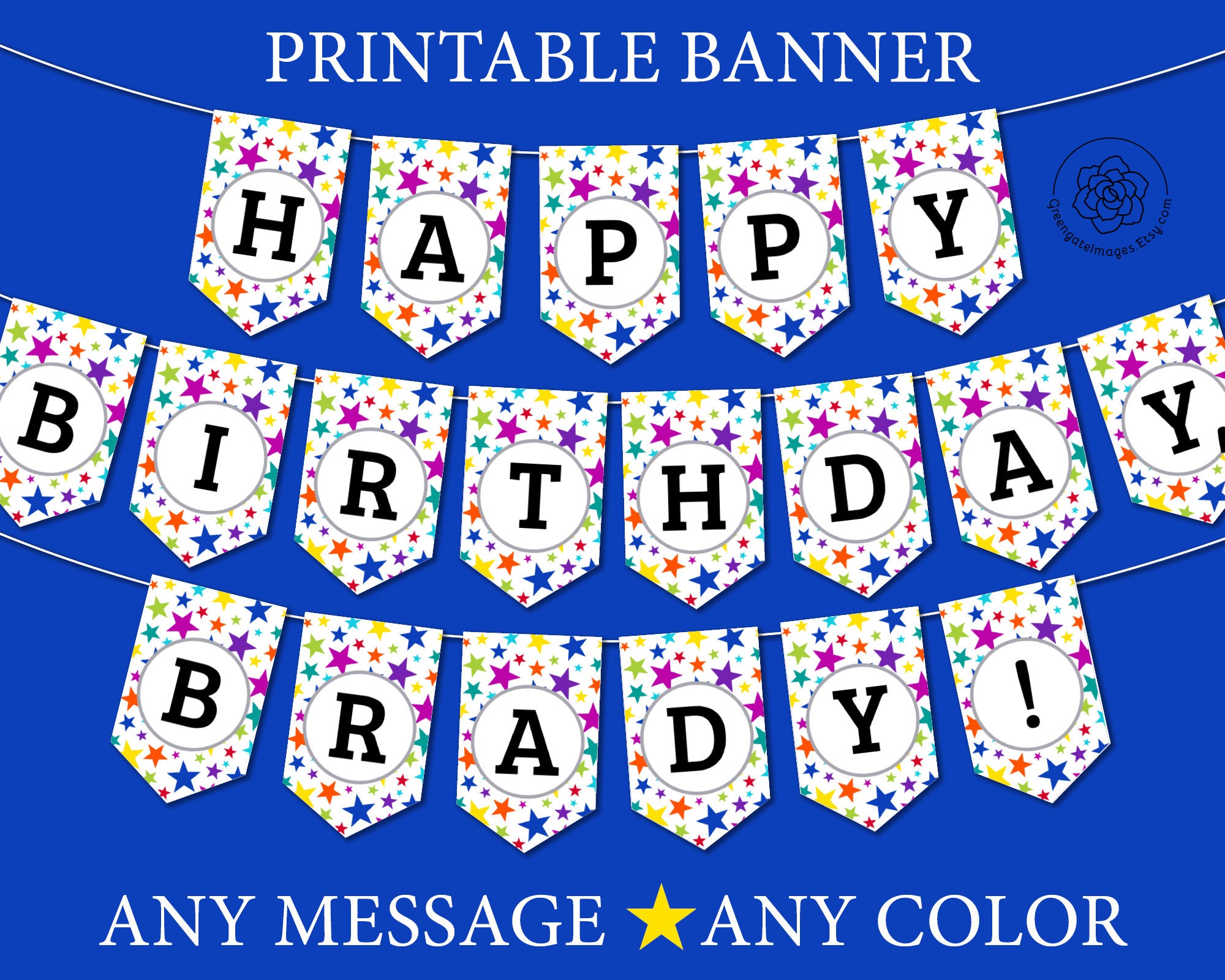 Birthday Banner printable bunting custom message letter | Etsy