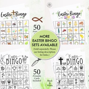 Easter Bingo Cards: Printable Bingo Cards, Black and White, 50 Cards ...