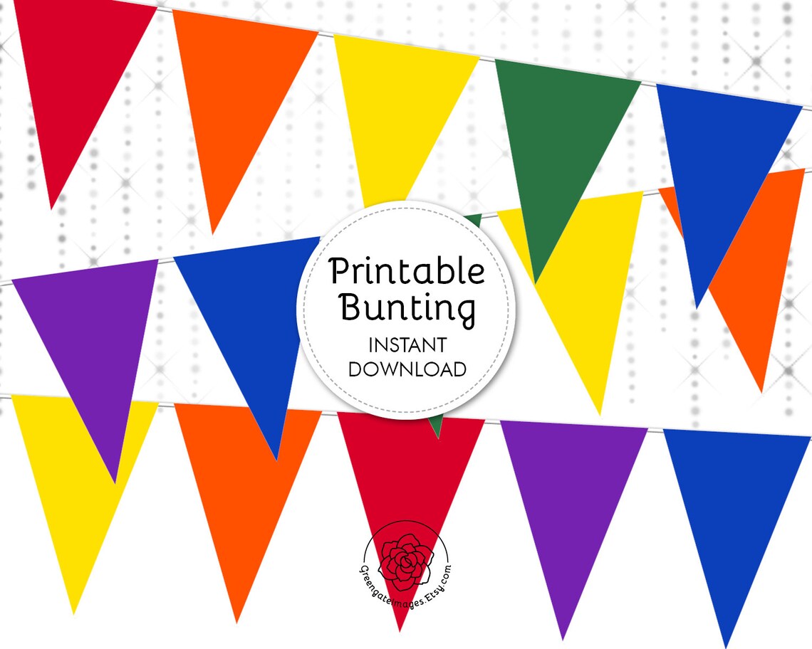 Rainbow Bunting - SIX COLORS INCLUDED, Printable Banner, Plain Solid ...