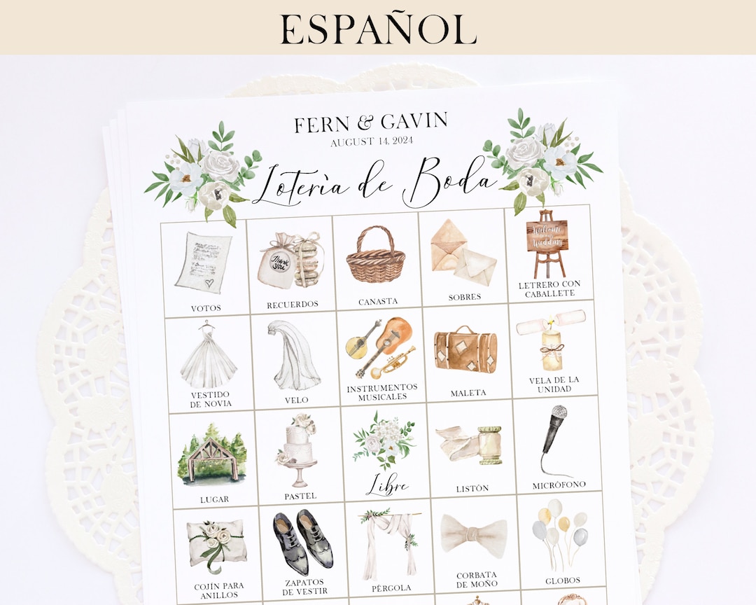 Ivory Lotería De Boda 100 Printable Bingo Cards In Spanish Pdf