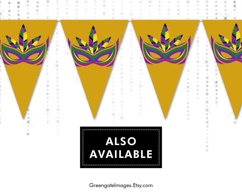 Mardi Gras Bunting printable banner instant download party | Etsy