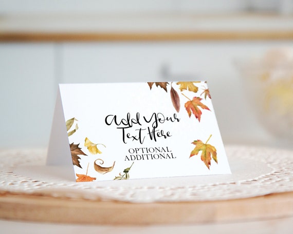 Fall Leaf Place Card Printable Placecard Corjl Buffet Cards - Etsy