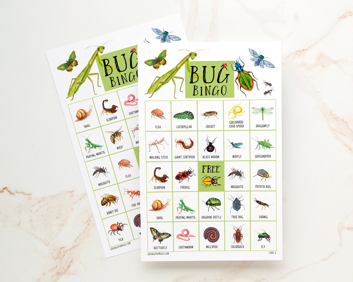 Bug Bingo Cards: Printable Bingo Cards 50 Cards Kids Game - Etsy