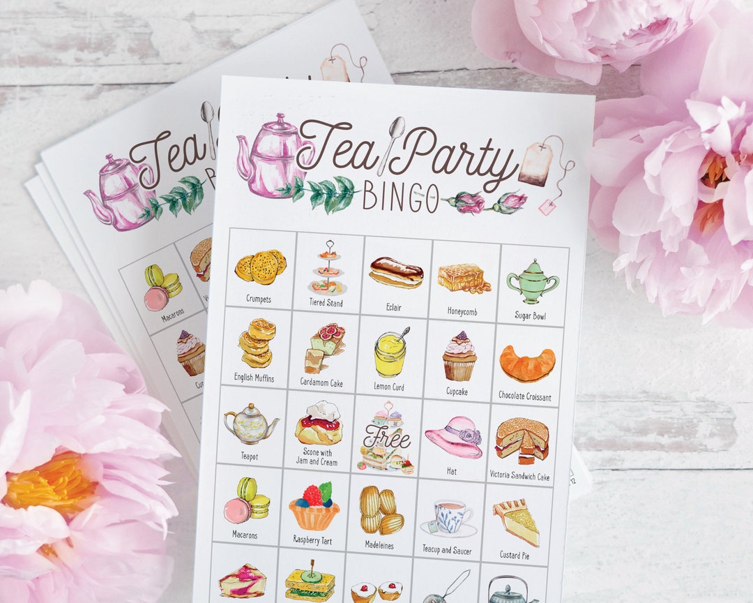 Tea Party Bingo Cards: 50 Printable Bingo Cards, Women's Ladies' Kids ...