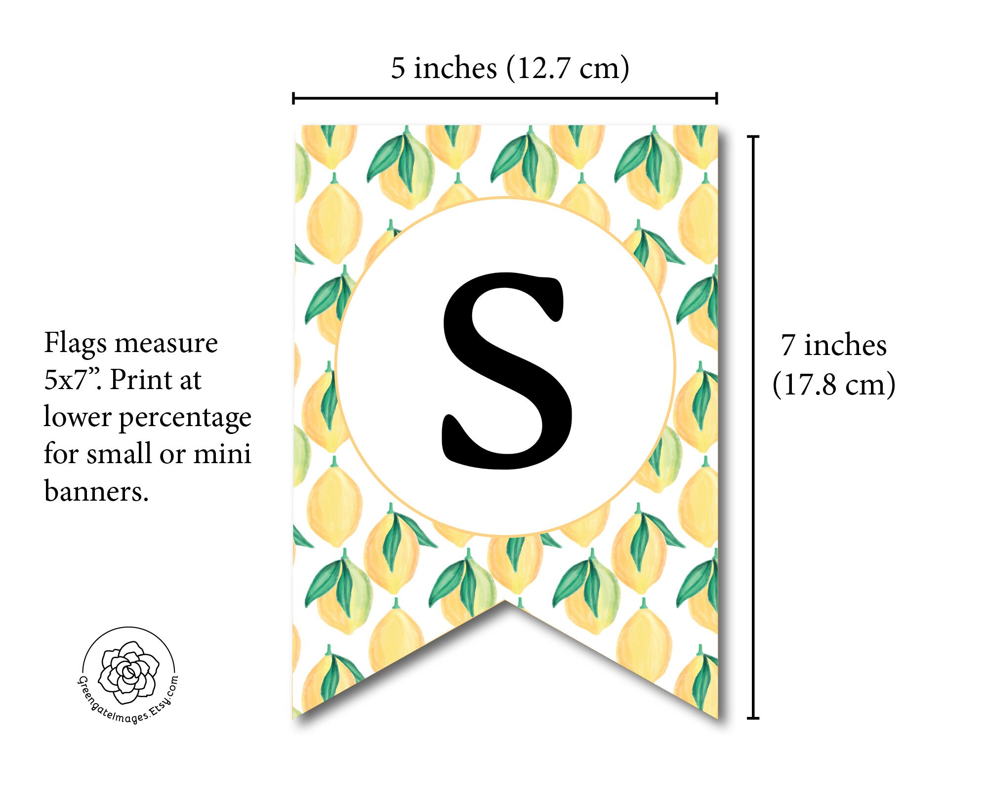 Lemon Message Banner printable bunting editable Corjl | Etsy