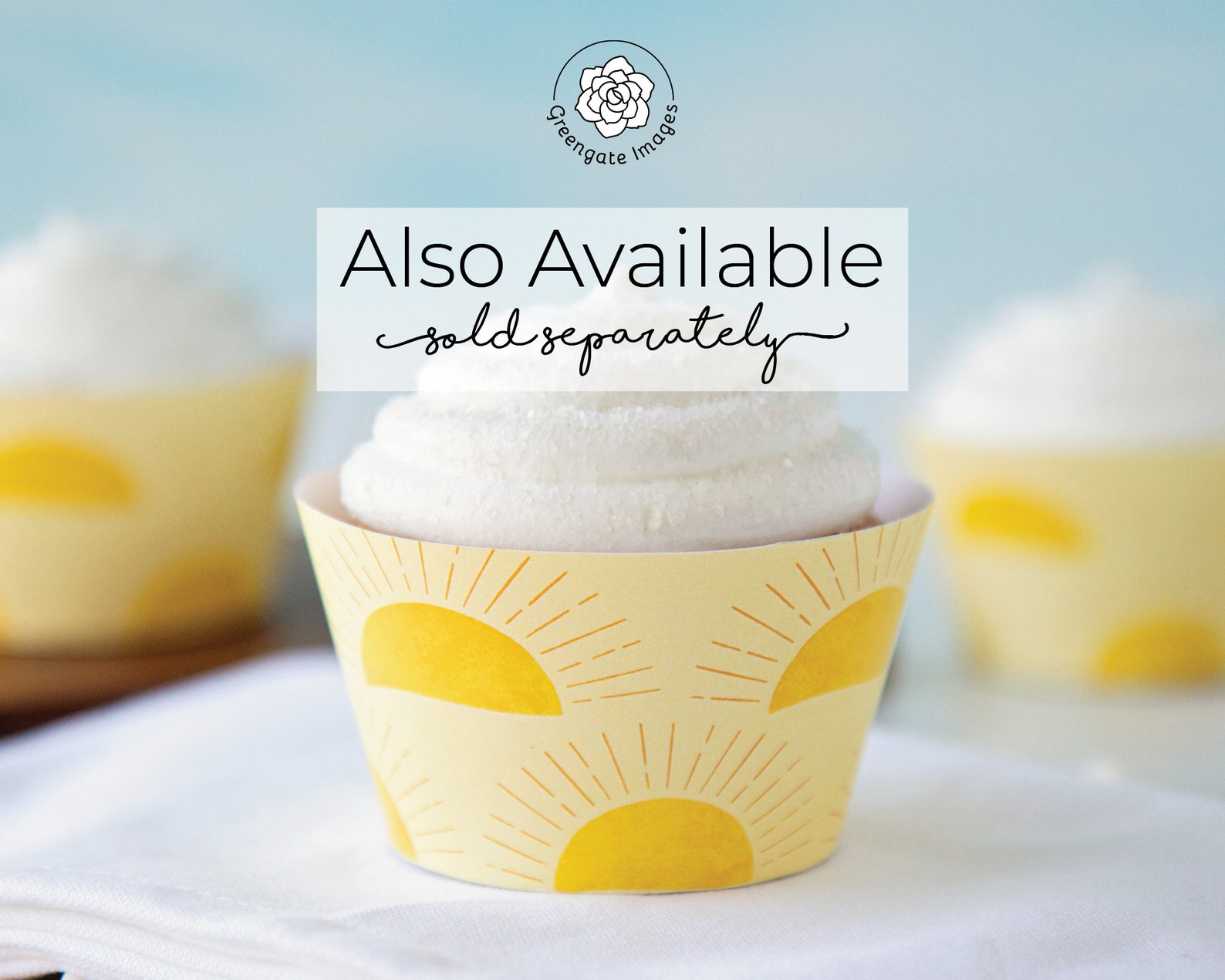 Sun Cupcake Wrapper - PRINTABLE Instant Download PDF. Yellow Sunshine ...