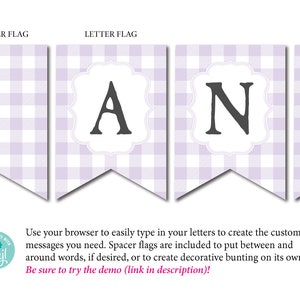 Lavender Gingham Banner - CORJL Template. 5x7 Swallowtail Bunting Flags ...