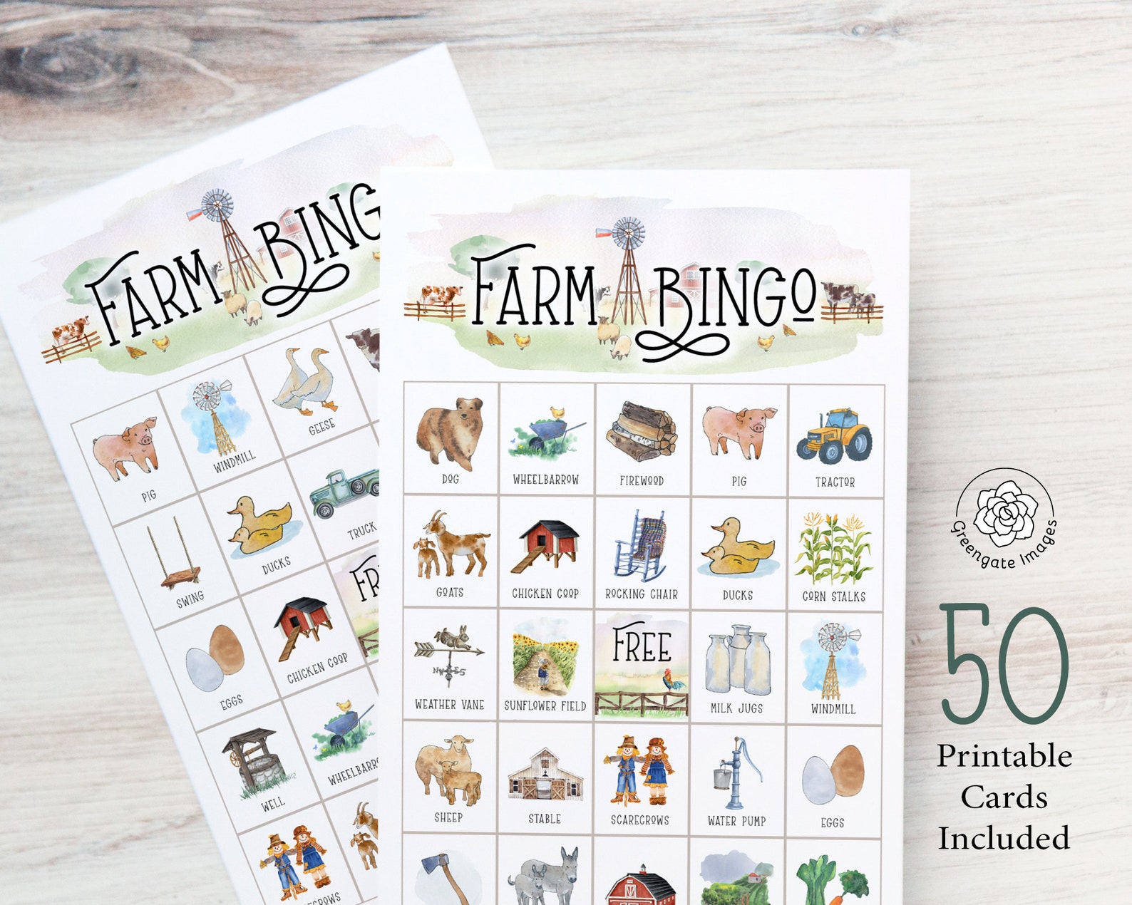 Farm Bingo: 50 Printable Bingo Cards Great for Farm-themed | Etsy