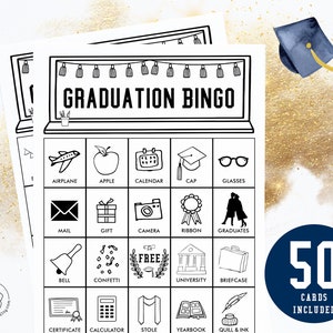 Graduation Bingo Cards: Printable Bingo Cards Black and - Etsy