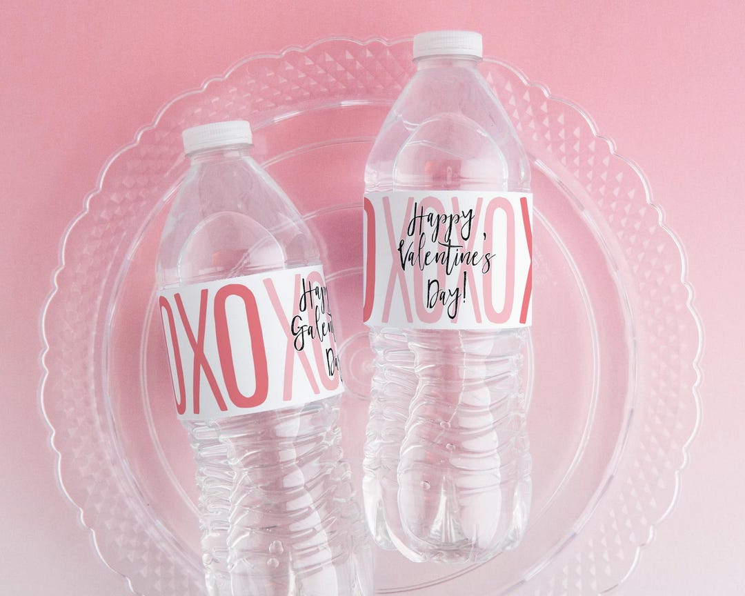 Valentine Water Bottle Label - Printable, Corjl Editable, Beverage Wrap ...