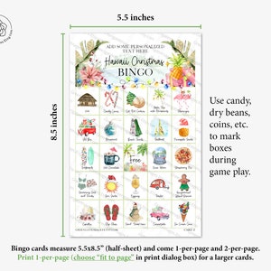 Tropical CHRISTMAS Bingo: 50 Printable Bingo Cards With Hawaii Island ...