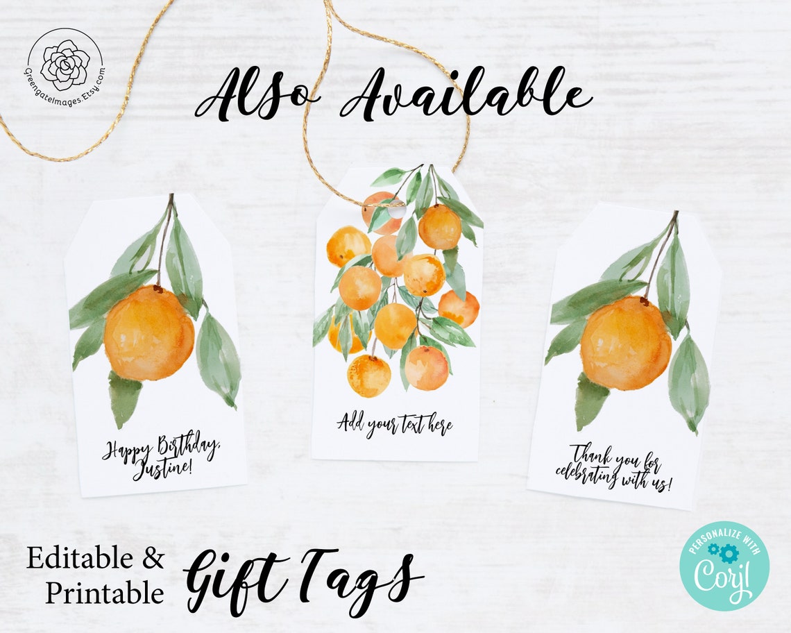 Oranges Water Bottle Label Printable Corjl Editable Party - Etsy