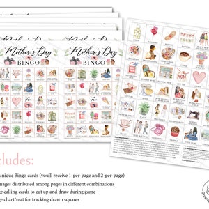 Mother's Day Bingo - 50 Printable Bingo Cards, Mom Ladies Tea Party ...