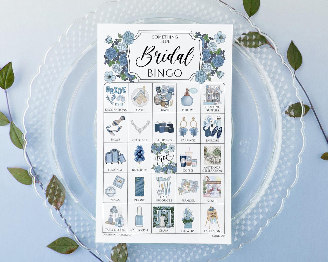 Dusty Blue Bridal Bingo Cards - 50 PRINTABLE Unique Cards in Pdfs ...