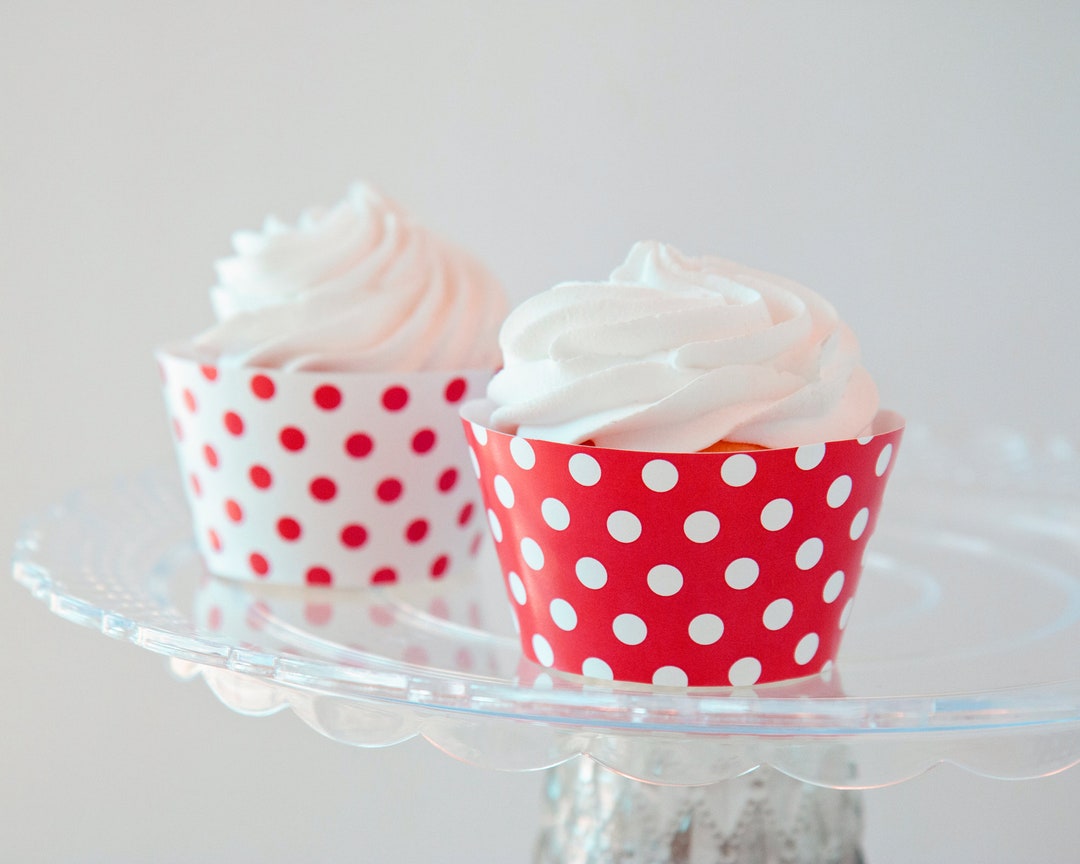 Red Polka Dot Cupcake Wrappers - INSTANT DOWNLOAD, Red and White ...