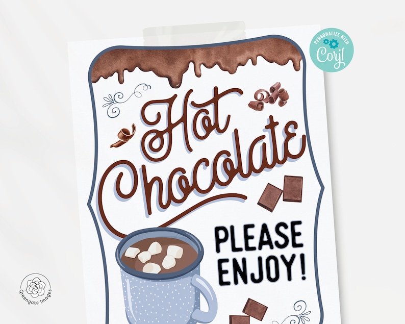 Hot Chocolate Sign: PRINTABLE Corjl 8.5x11 Sign - Etsy