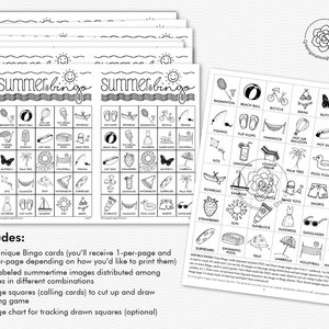 Summer Bingo Cards: Printable Bingo Cards, Black and White, 50 Cards ...