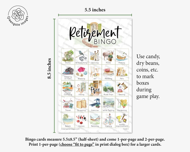 Retirement Bingo 50 PRINTABLE Cards Pdf Download Party Game - Etsy