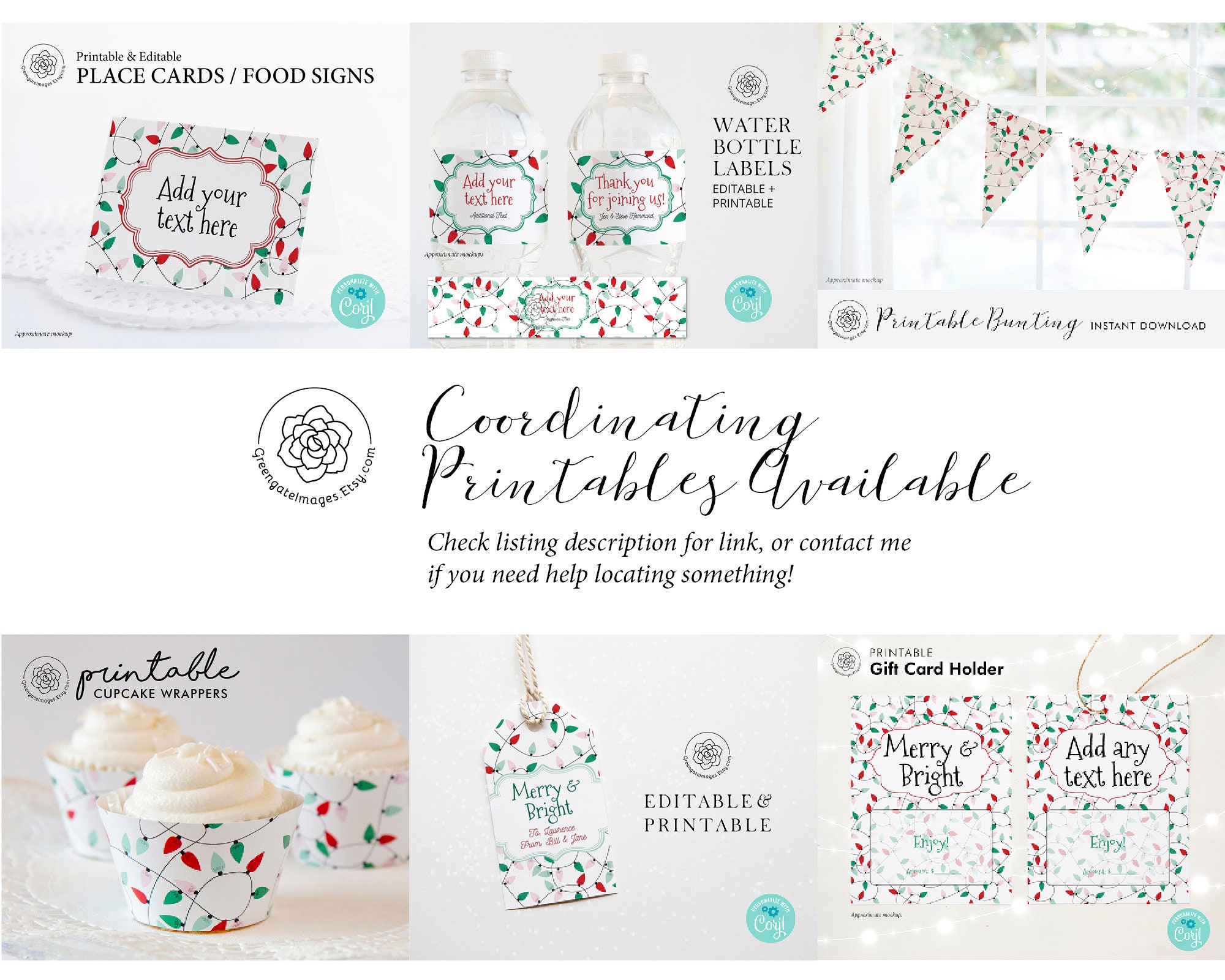 Christmas Light Buffet Signs - PRINTABLE Place Cards, Christmas Party ...
