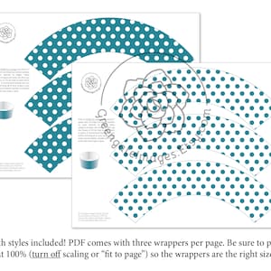 Turquoise Polka Dot Cupcake Wrappers INSTANT DOWNLOAD, Teal and White ...