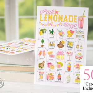 Pink Lemonade Bingo - 50 PRINTABLE Unique Cards. Instant Digital ...