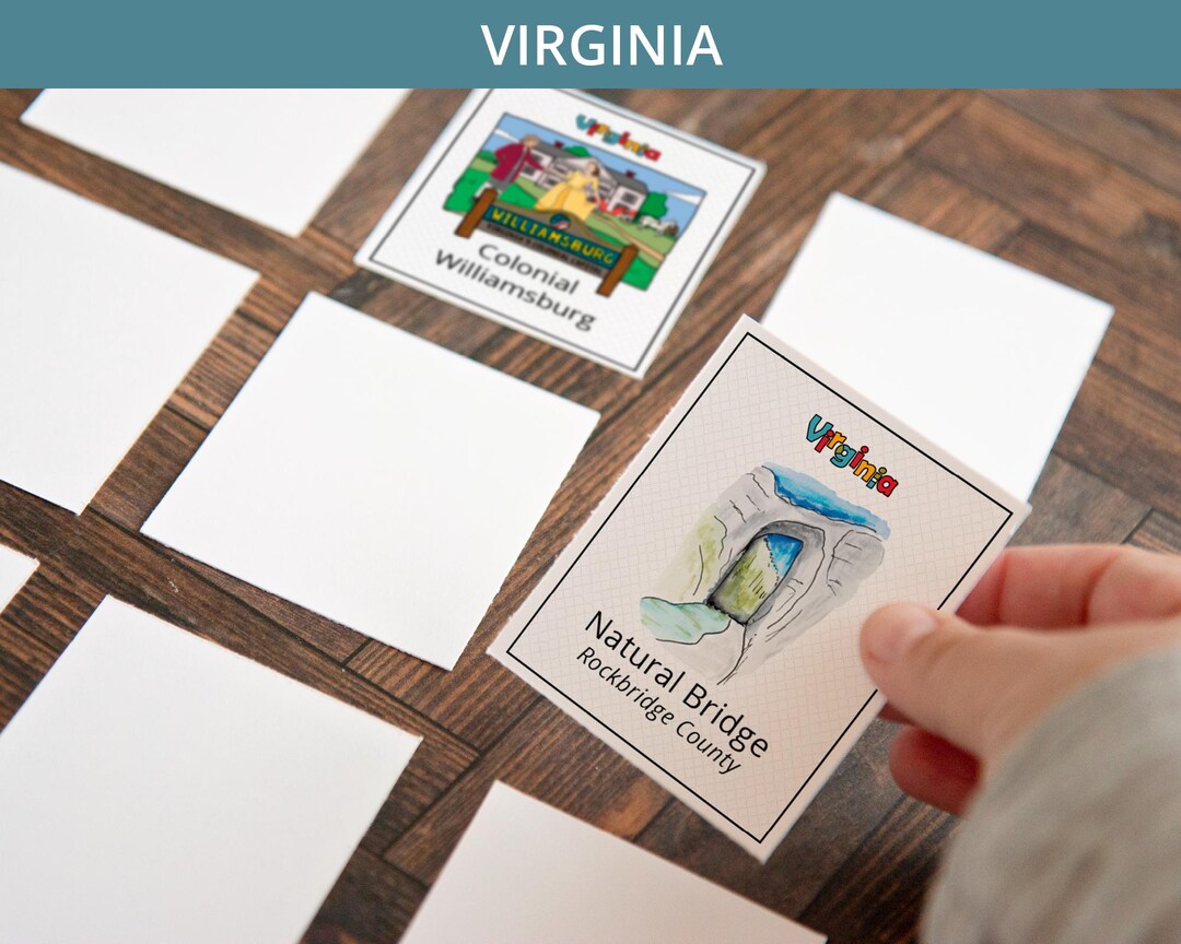 Virginia Memory Game - PRINTABLE Downloadable Activity PDF. Matching ...