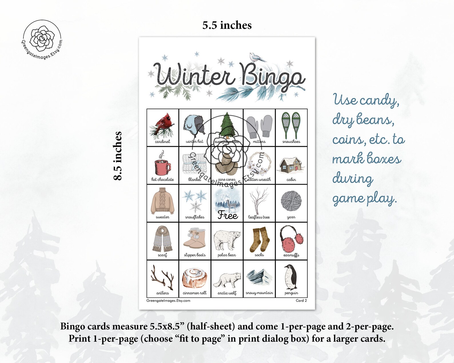 Winter I Bingo Cards: Printable Bingo 50 Cards Senior - Etsy