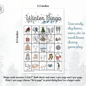 Winter (I) Bingo Cards: Printable Bingo, 50 Cards, Senior Citizen ...