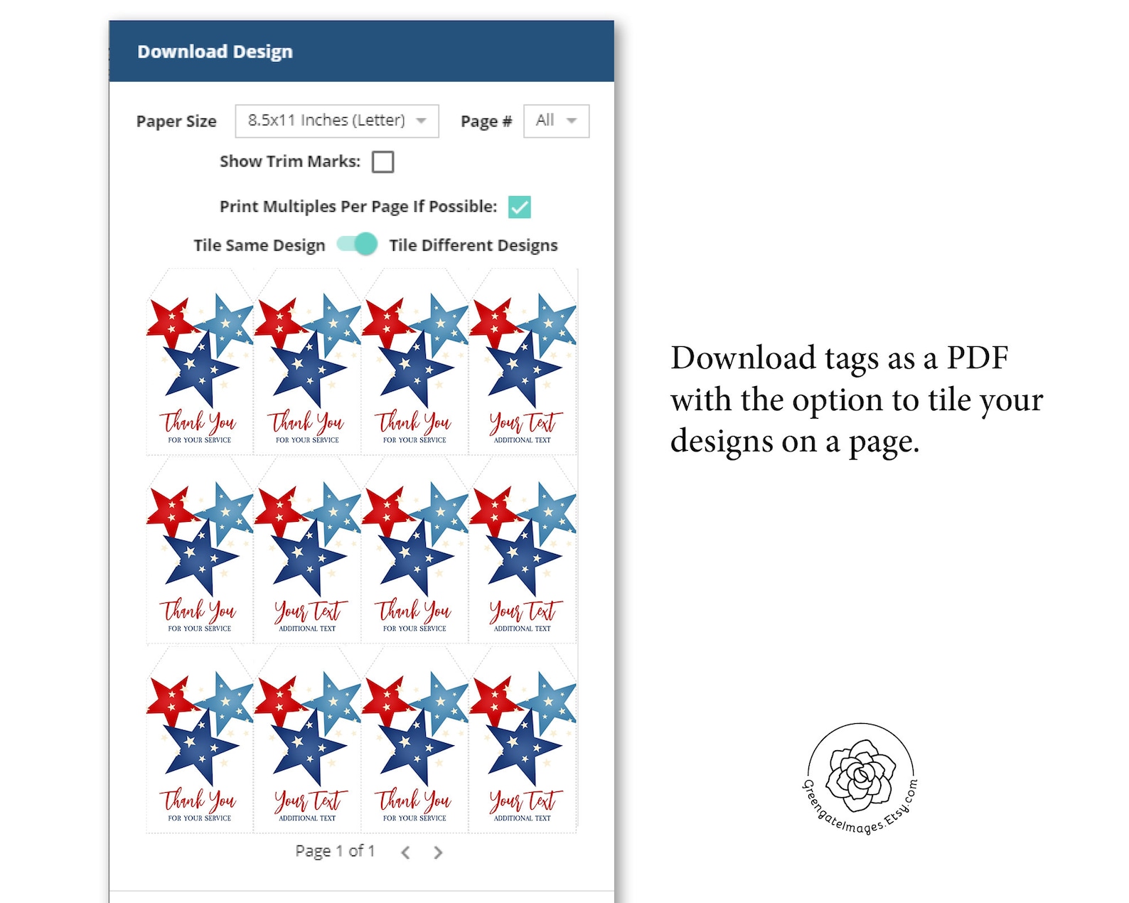 Patriotic Gift Tag Printable & Corjl Editable / Red Blue - Etsy