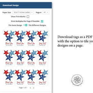 Patriotic Gift Tag - Printable & Corjl Editable / Red Blue Stars Gift ...