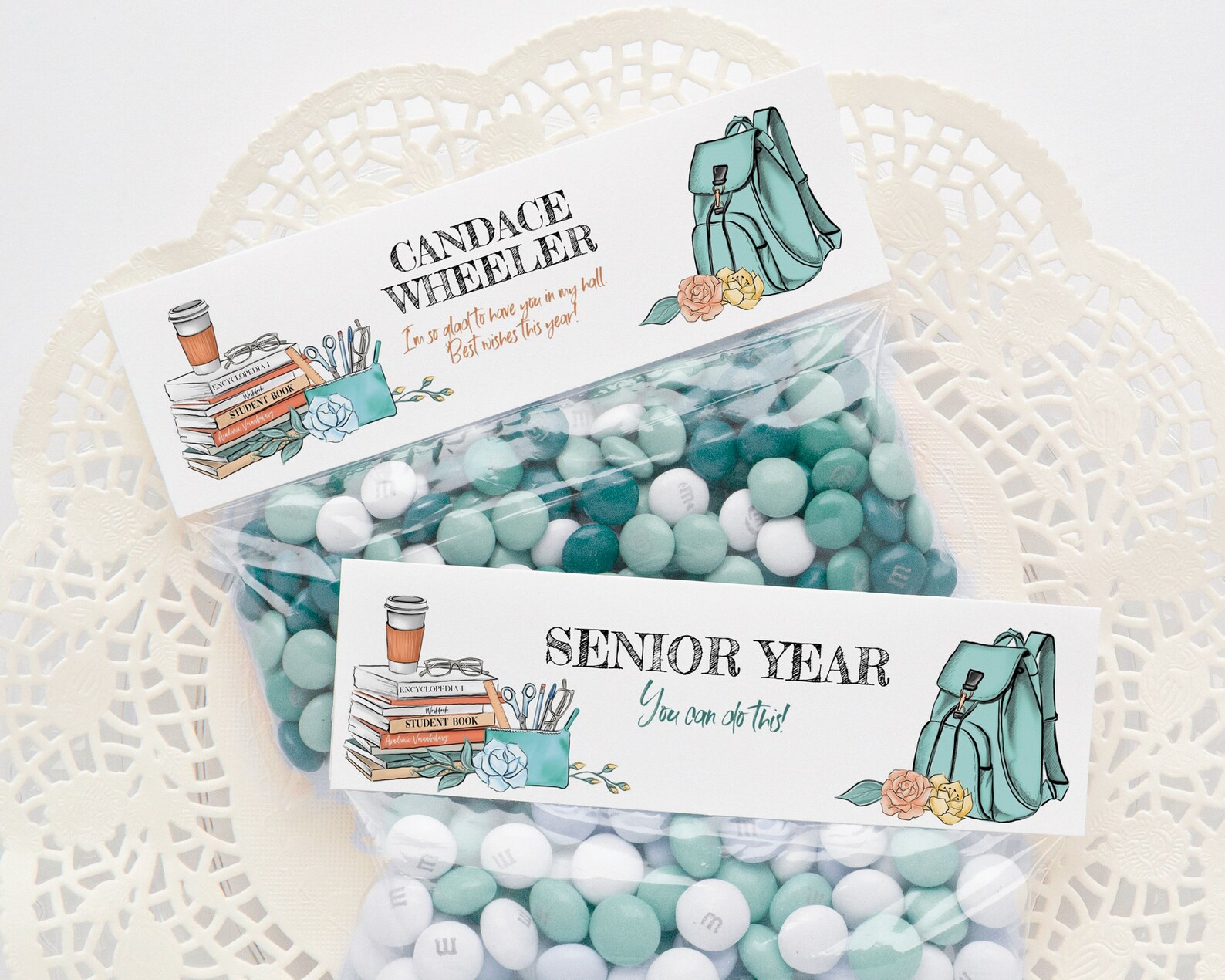 6.5 School Bag Topper Template PRINTABLE Goody Bag, Ziplock Foldover ...