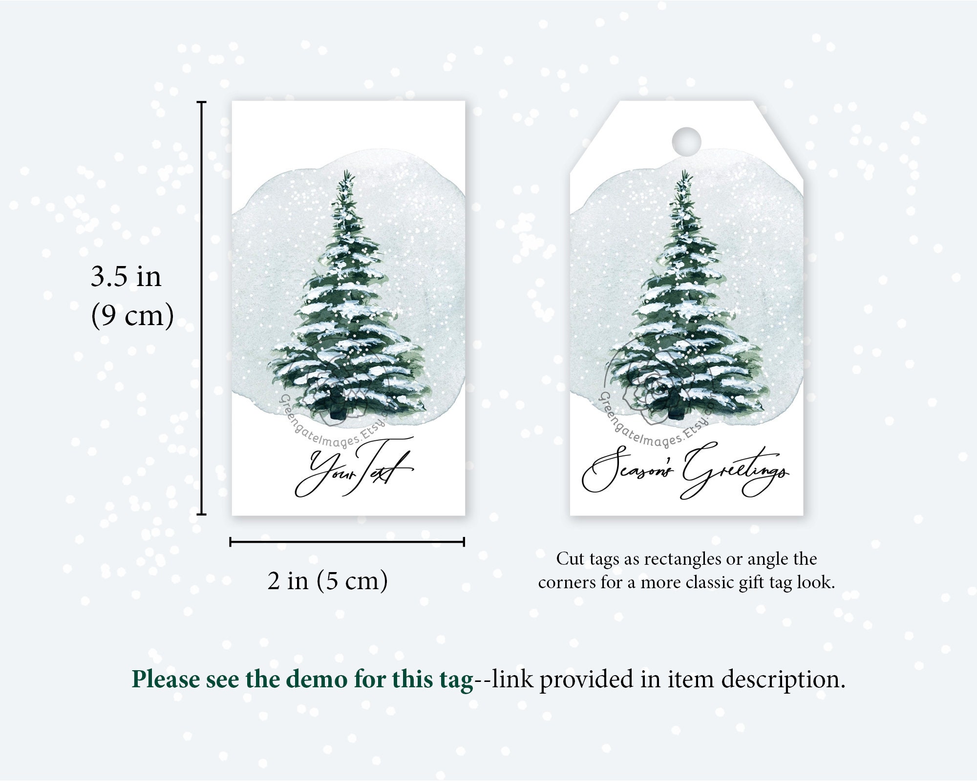 Evergreen Tree Gift Tags - Corjl Editable, Favor Tags, Printable Hang ...