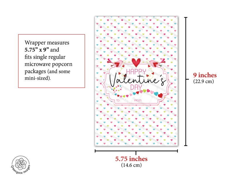 Valentine's Day Popcorn Wrapper - PRINTABLE Microwave Popcorn Wrapper ...