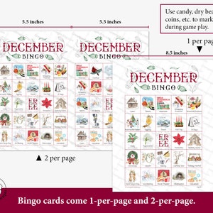 December Bingo - 50 PRINTABLE Unique Cards. Instant Digital Download ...