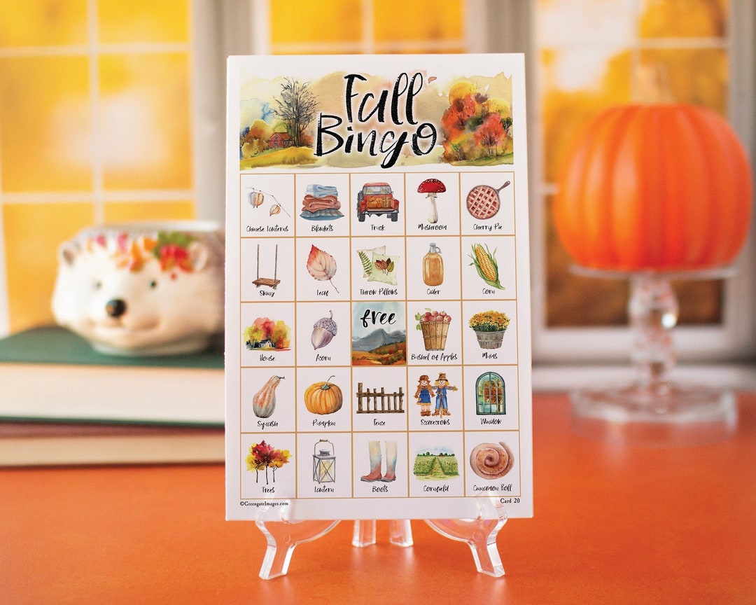 Fall Bingo Cards: PRINTABLE Bingo With Labeled Pictures. 50 Cards With ...
