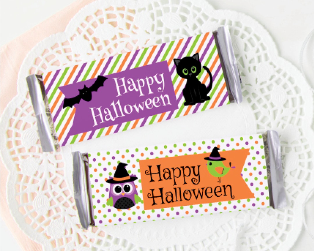 Halloween Candy Bar Wrappers - PRINTABLE Candy Bar Wrapper, Happy ...