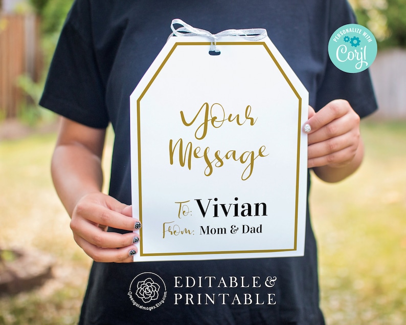 Giant Gift Tag PRINTABLE Editable Corjl Extra Large Tag | Etsy