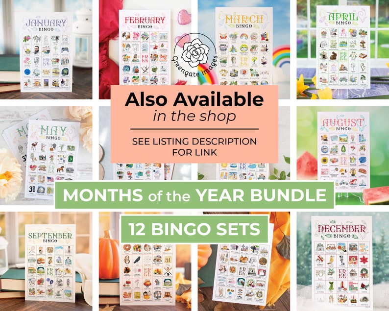 June Bingo - 50 PRINTABLE Unique Cards. Instant Digital Download PDF ...