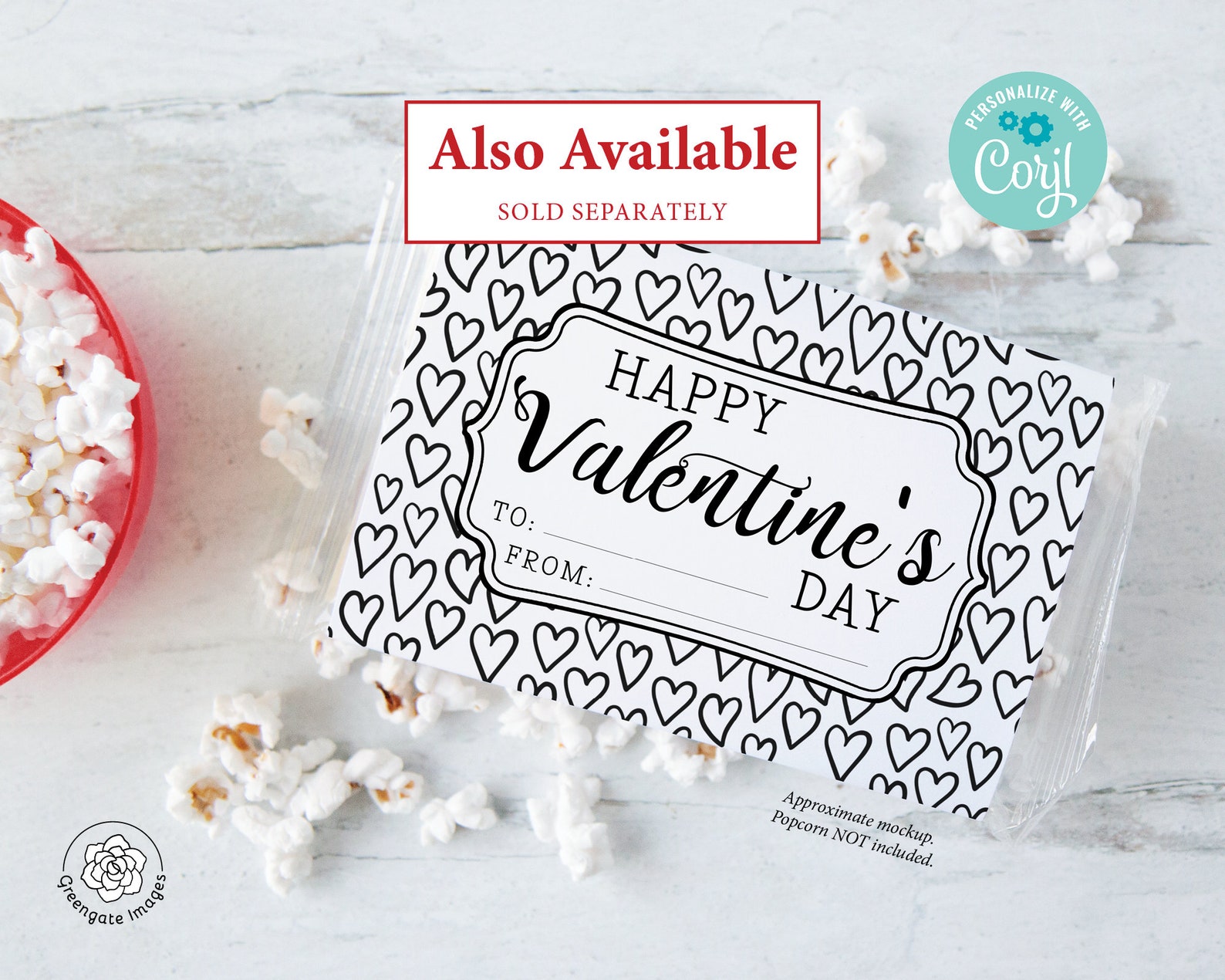 Valentine's Day Popcorn Wrapper PRINTABLE Microwave - Etsy