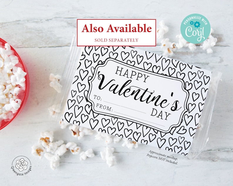 Valentine's Day Popcorn Wrapper PRINTABLE Microwave - Etsy