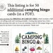 ADD-ON: 50 Additional Camping Bingo Cards numbered 51-100 to Go With ...