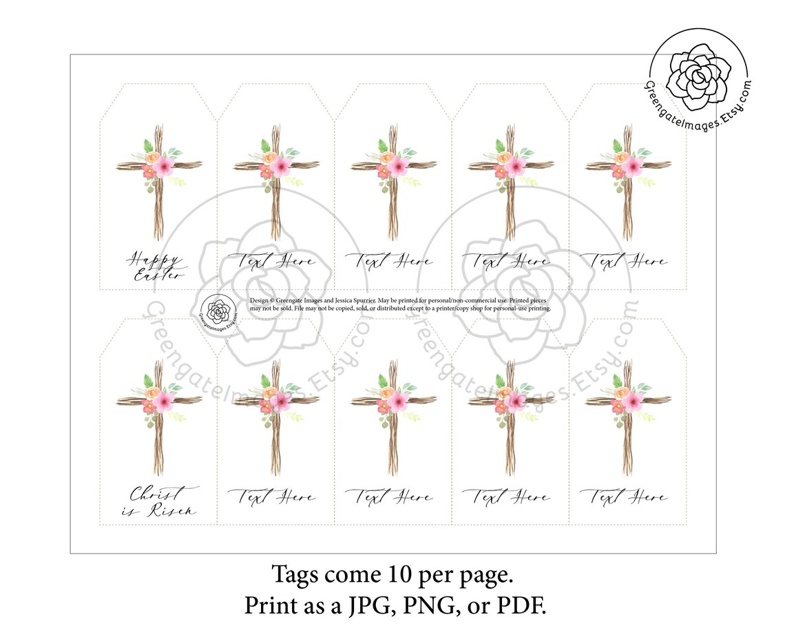 Cross Gift Tags printable gift tags cross flowers editable | Etsy