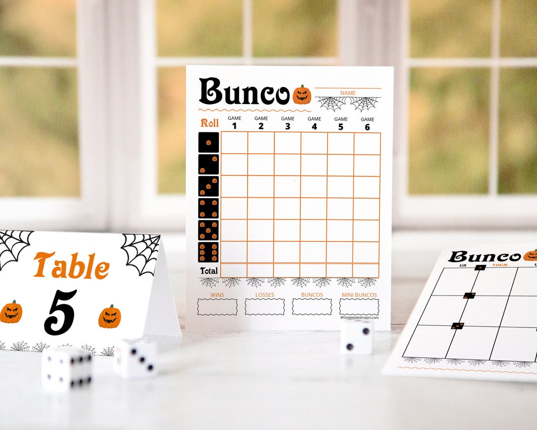 Halloween Bunco Scorecard Set - PRINTABLE Digital Download PDF W/tally ...