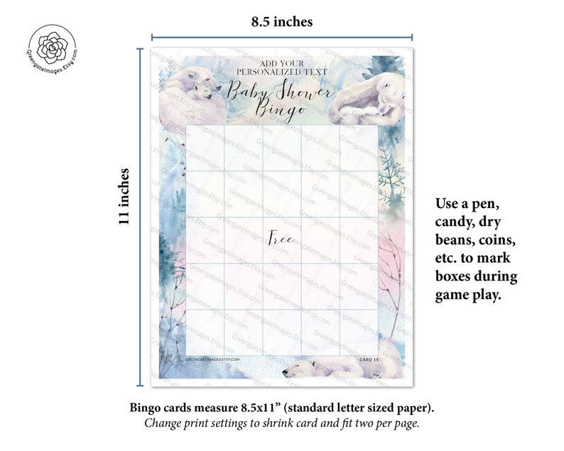 FILLABLE Winter Bingo Template: 50 Cards Printable Pdf - Etsy