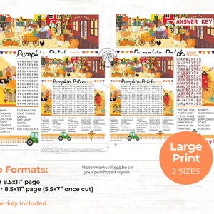 Pumpkin Patch Word Search - PRINTABLE Downloadable Activity. Cute ...