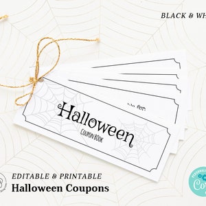 Halloween Coupon Template: Printable Coupon Book, Editable Coupons, Diy ...