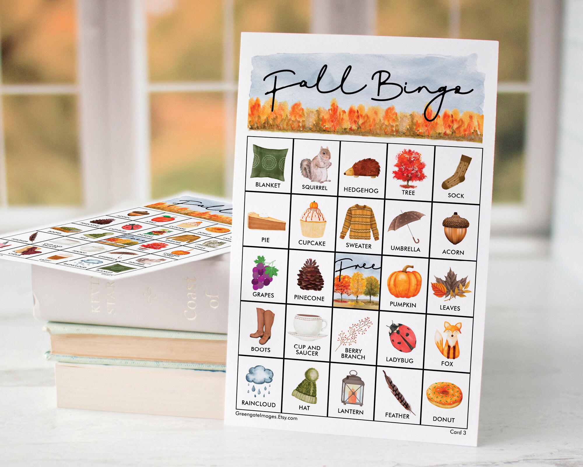 Fall Bingo Cards: Printable Bingo, 50 Cards, Fall Party Idea, Senior ...