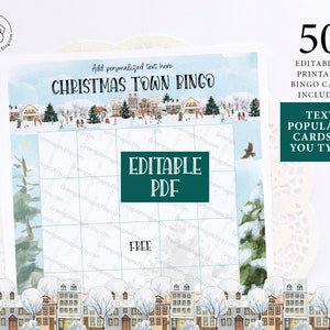 FILLABLE Christmas Town Bingo Template: 50 Cards Printable Pdf ...