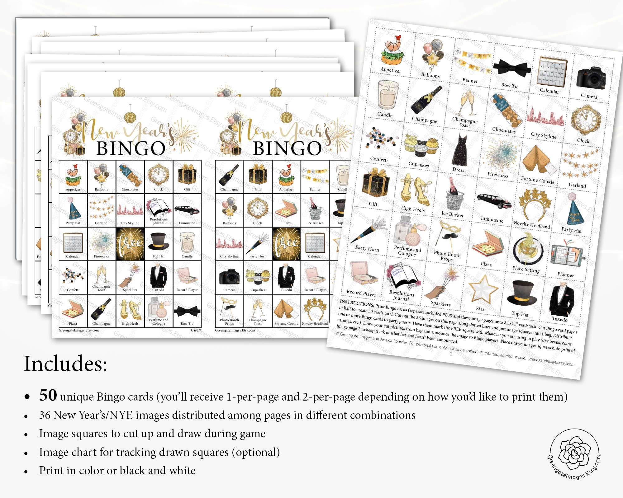 New Year's Bingo Cards: Printable Bingo 50 Cards Senior - Etsy UK